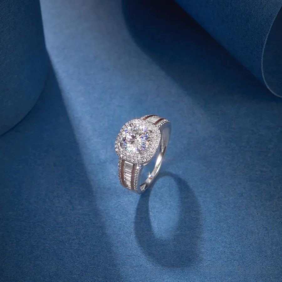 2 Carat Moissanite Sparkling Proposal Ring for Women, Geometric Handma ...